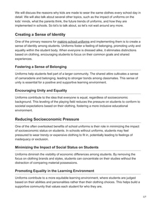 Why Uniforms are Important in Schools Benefits and Beyond.pdf | Education