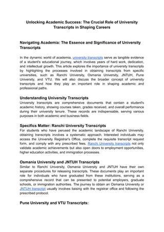 Unlocking Academic Success: The Crucial Role of University Transcripts ...