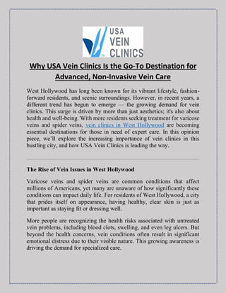 Why USA Vein Clinics Is the Go-To Destination for Advanced, Non ...