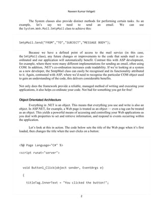 Why use .net by naveen kumar veligeti | DOCX | Web Development | Internet