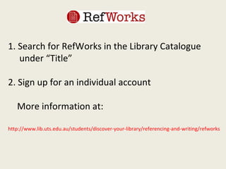 Why use refworks | PPT