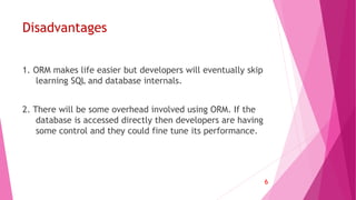 SQLite and object-relational mapping in Java | PPTX
