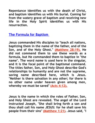 Why We Baptize In Jesus Name | PDF