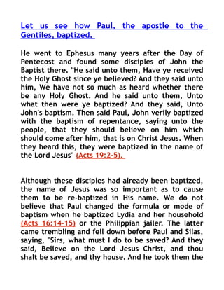 Why We Baptize In Jesus Name | PDF