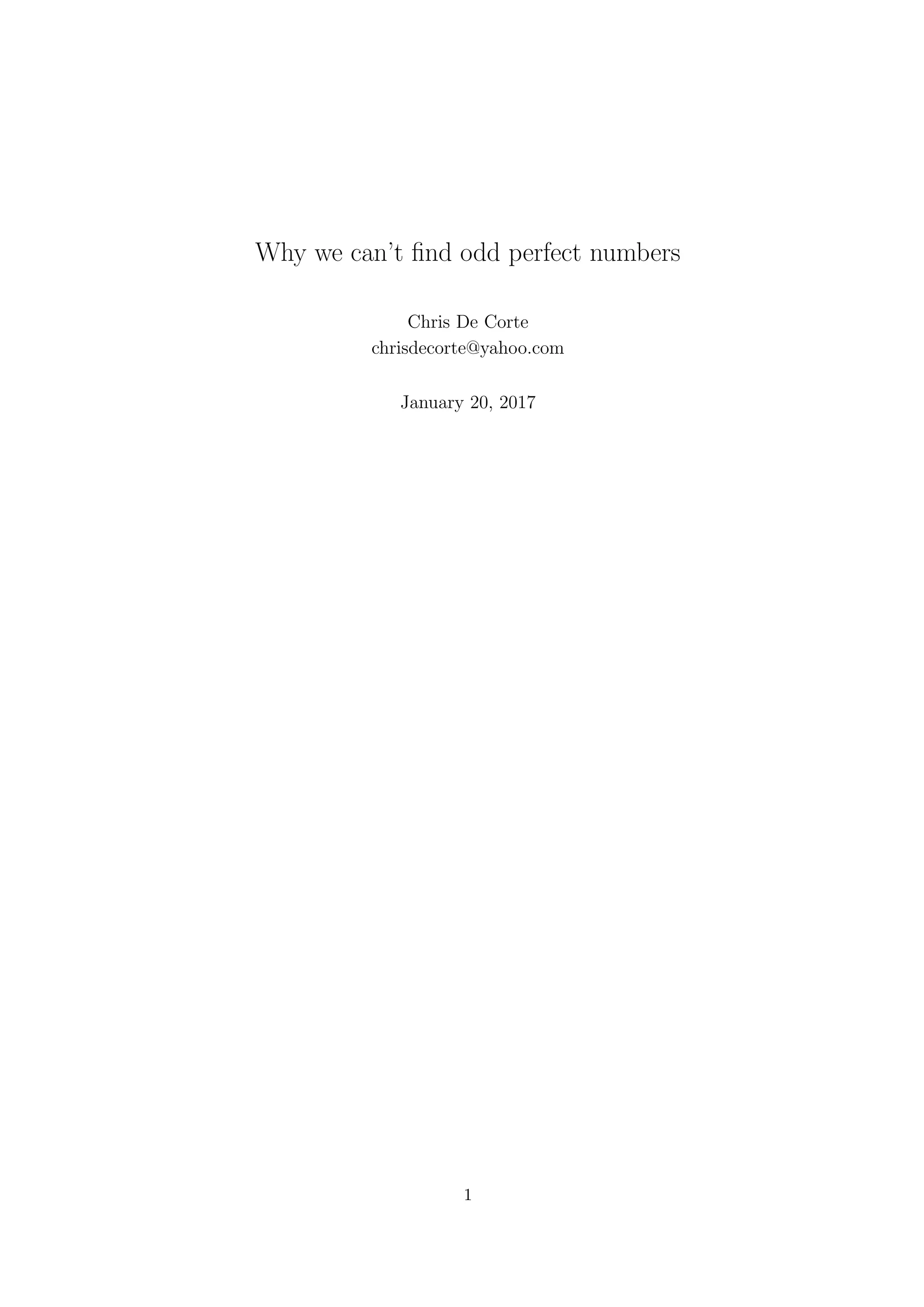Why we can't find odd perfect numbers | PDF