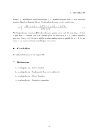 Why we can't find odd perfect numbers | PDF