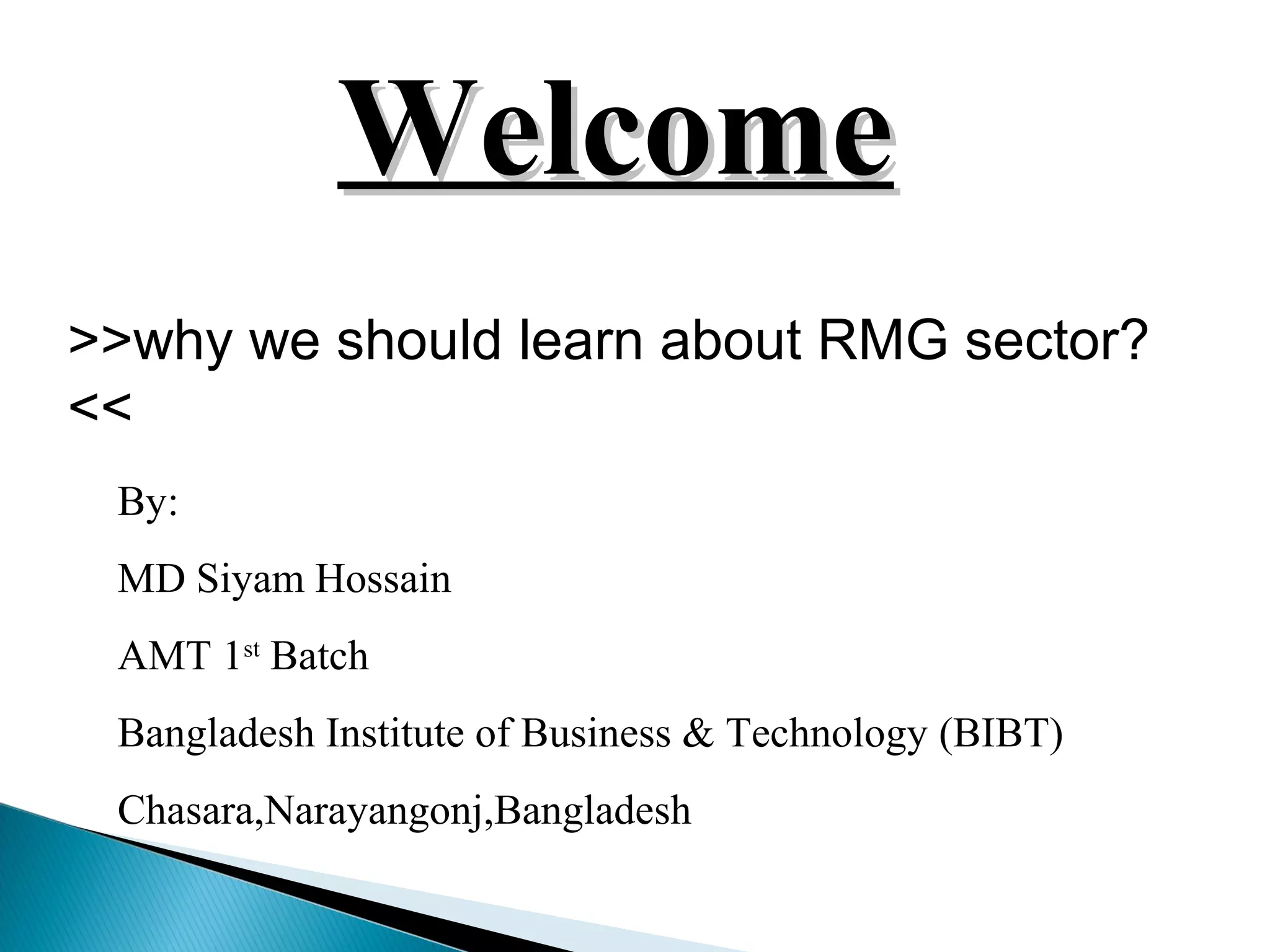 Why we should learn about rmg sector? | PPT