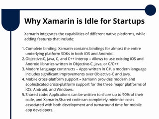 Why xamarin app development is growing for startups | PPT
