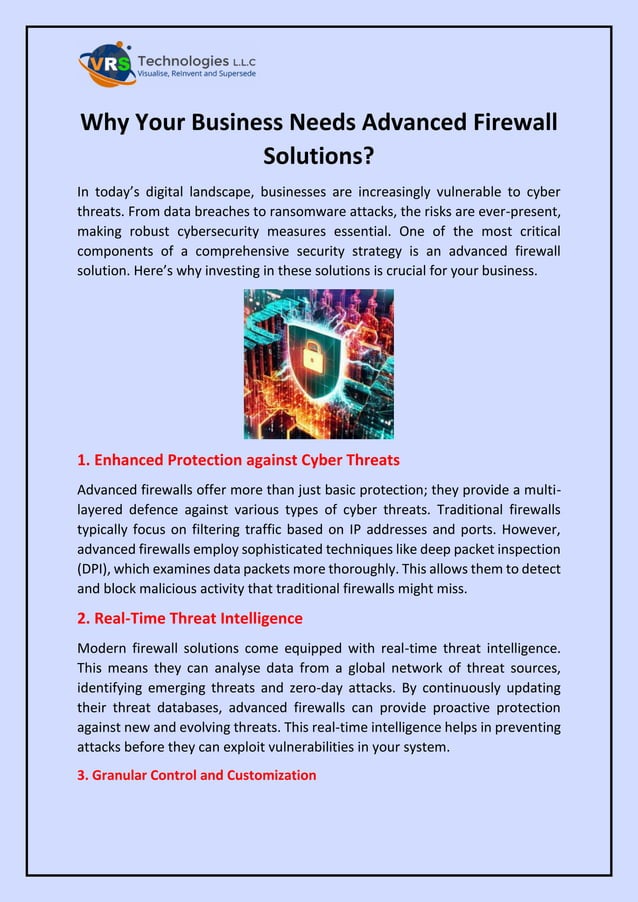 Why Your Business Needs Advanced Firewall Solutions? | PDF