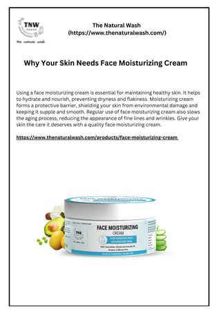 Why Your Skin Needs Face Moisturizing Cream.pdf