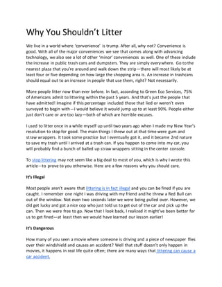 Why you shouldn’t litter | DOCX