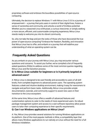 Why You Should Replace Windows 11 with Nitrux Linux 3.5.0 for enhanced performance! | PDF
