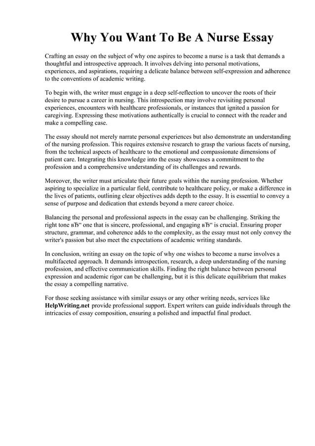 Why You Want To Be A Nurse Essay | PDF | Medical Health