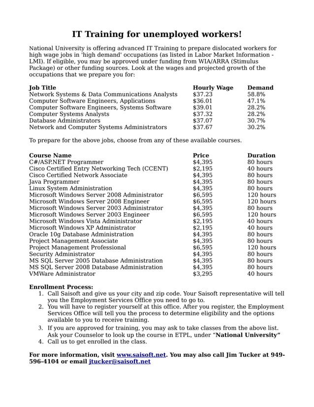 Wia It Training Flyer | PDF | Job Market | Economy
