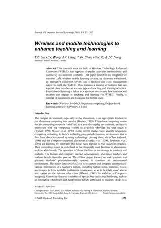 Wiarles on the mobile tecnology of the cheang teaching of learning | PDF