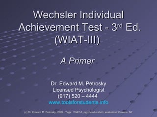 WIAT-III A Primer | PPT