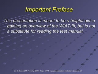 WIAT-III A Primer | PPT