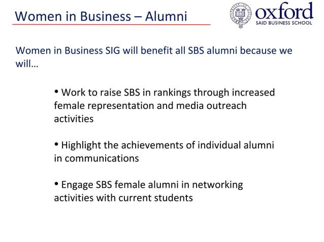 Women in Business SIG at SBS, Oxford | PPT | Business | Business and Finance