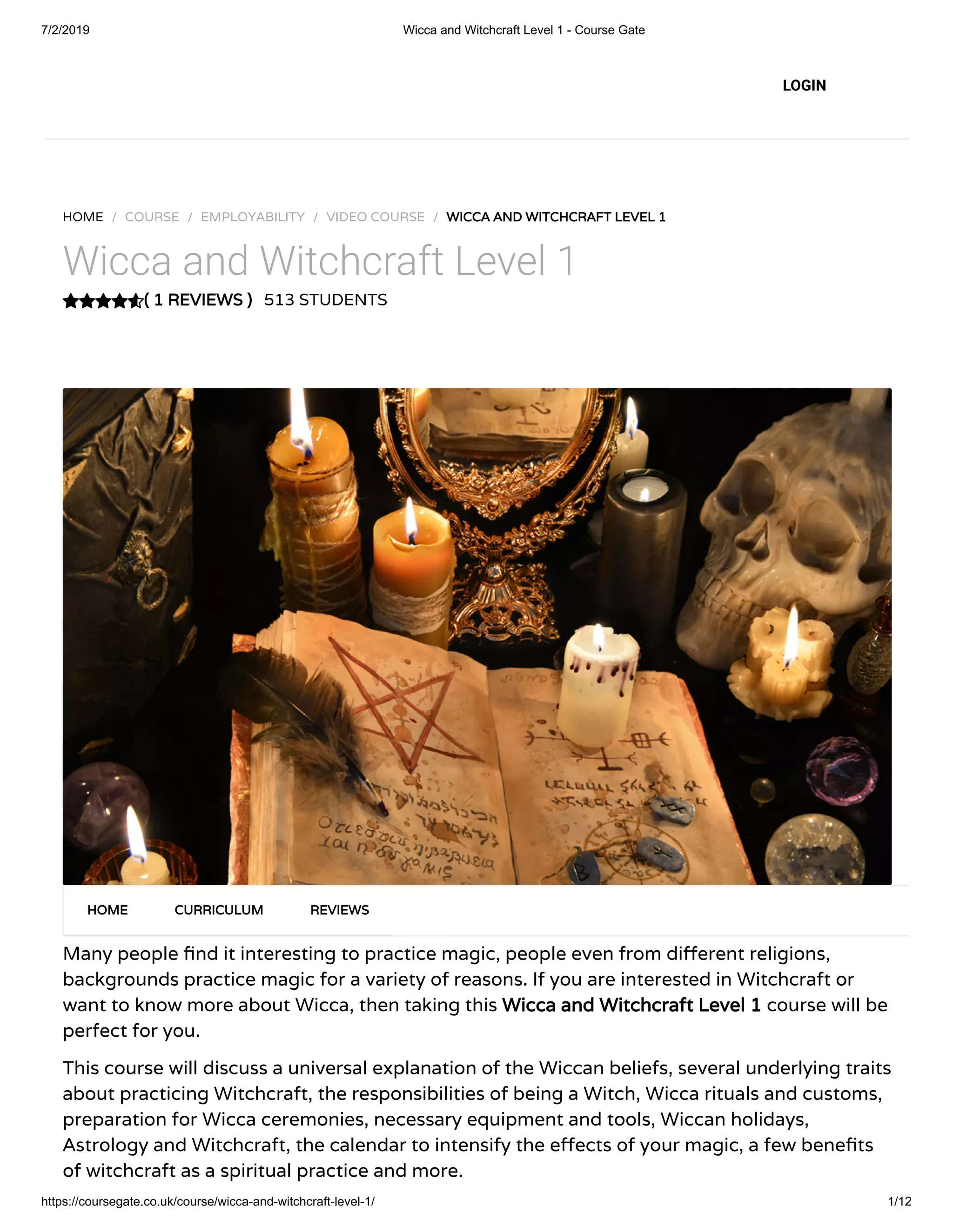 Wicca and Witchcraft Level 1 - Course Gate | PDF