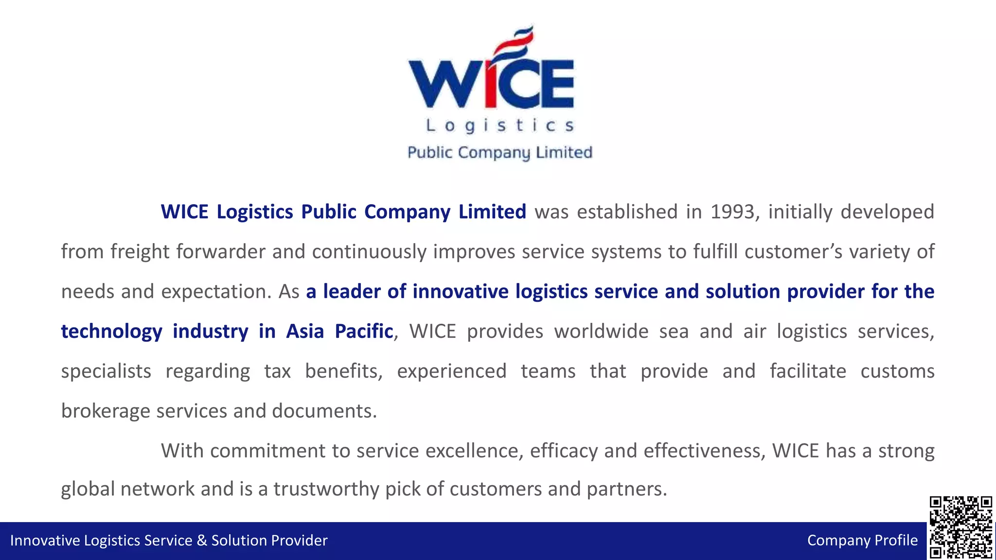 WICE Logistics company profile | PPTX