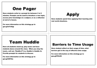 WICOR Strategies Chopped, cards with strategies for easy use | PDF