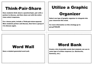 WICOR Strategies Chopped, cards with strategies for easy use | PDF