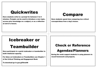 WICOR Strategies Chopped, cards with strategies for easy use | PDF