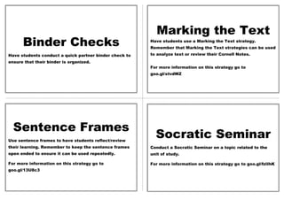 WICOR Strategies Chopped, cards with strategies for easy use | PDF