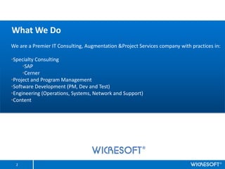 Wicresoft overview 2013 | PPT