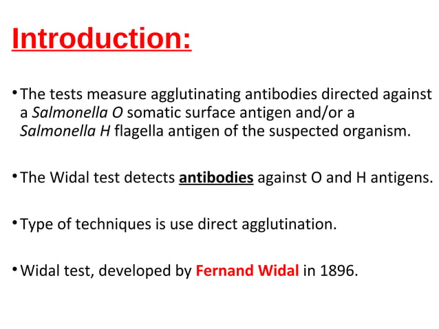 Widal test | PPT | Infectious Diseases | Diseases and Conditions