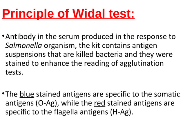 Widal test | PPT | Infectious Diseases | Diseases and Conditions
