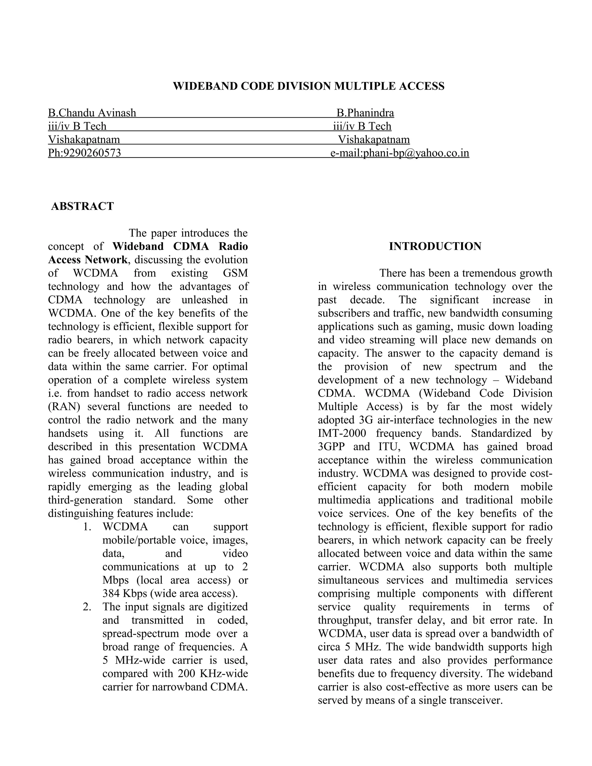 Wide band cdma | DOC