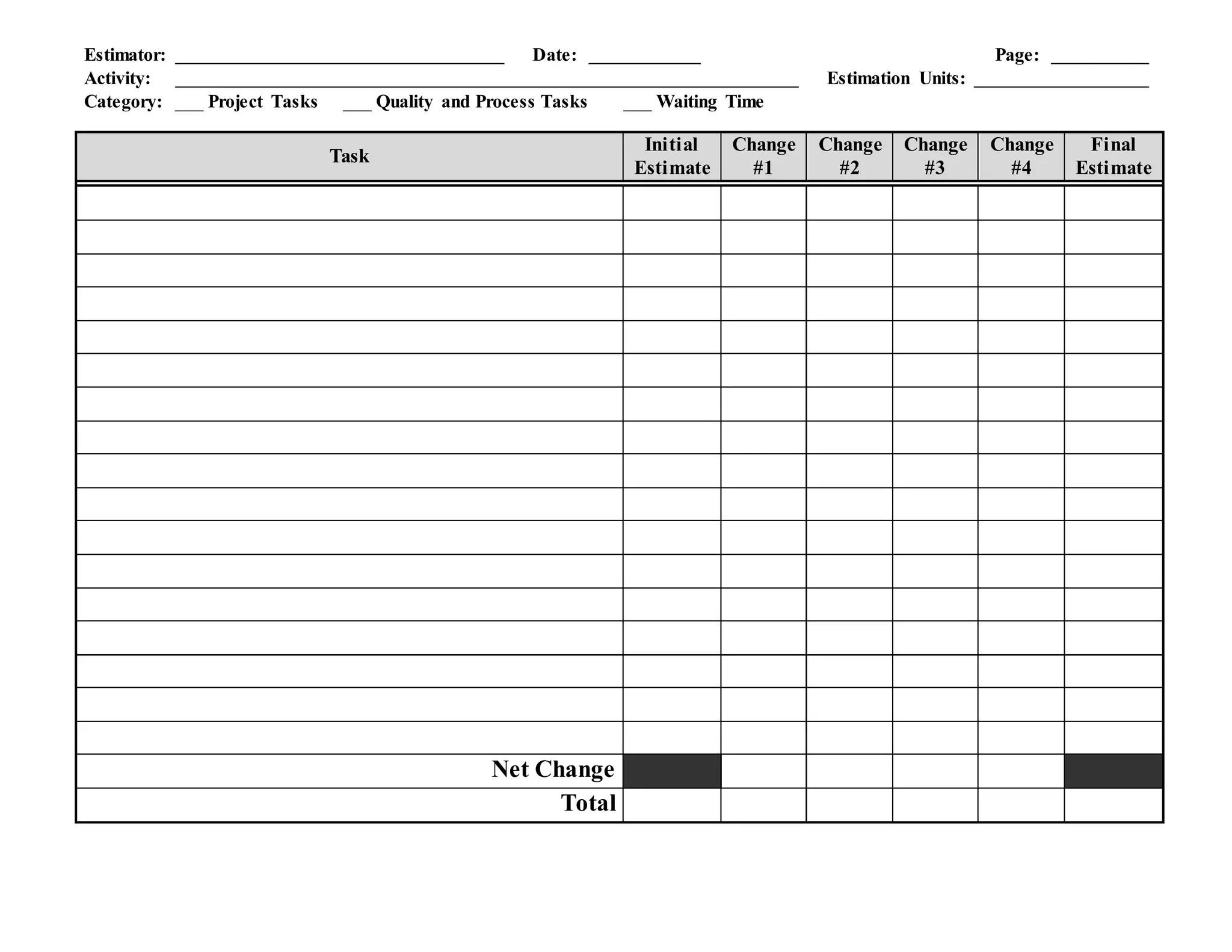 Wideband delphi worksheet | DOCX