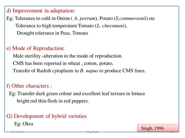 Wide hybridization in vegetable crops | PDF | Gardening | Home & Garden