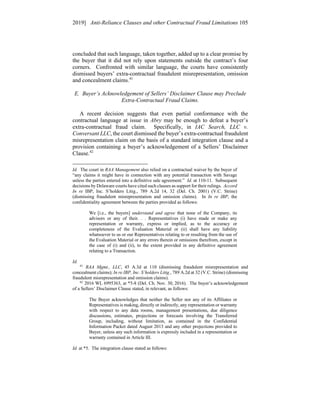 Anti-Reliance Clauses and Other Contractual Fraud Limitations under ...