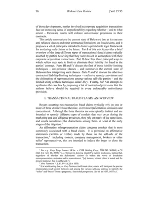 Anti-Reliance Clauses and Other Contractual Fraud Limitations under ...