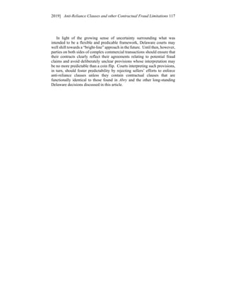 Anti-Reliance Clauses and Other Contractual Fraud Limitations under ...