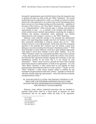 Anti-Reliance Clauses and Other Contractual Fraud Limitations under ...