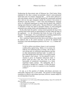 Anti-Reliance Clauses and Other Contractual Fraud Limitations under ...