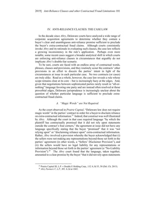 Anti-Reliance Clauses and Other Contractual Fraud Limitations under ...