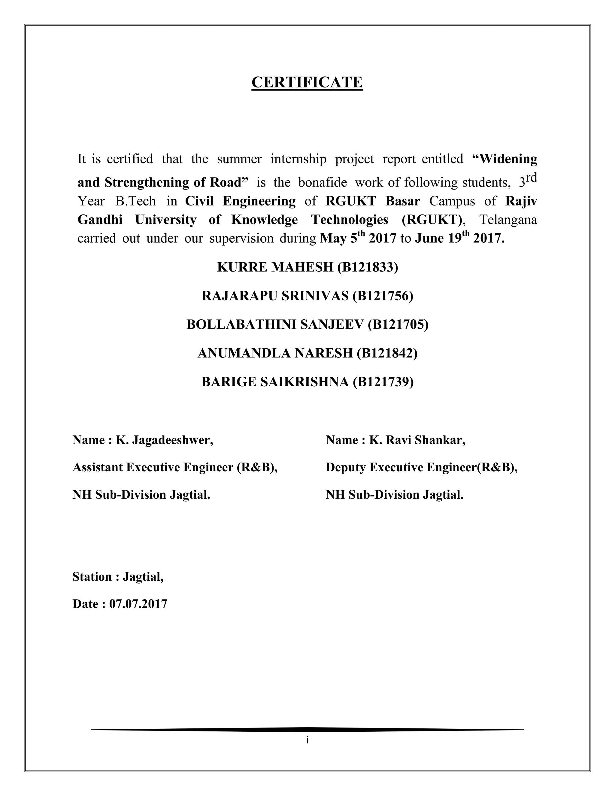 Widening and Strengthening of Roads Final Report | PDF