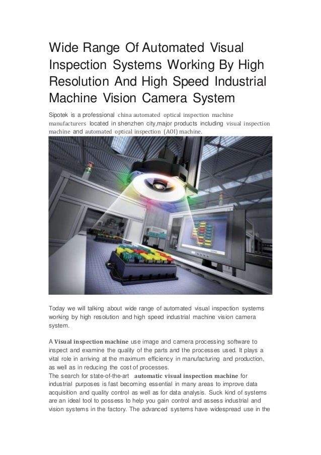 Wide range of automated visual inspection systems working by high ...