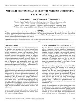 Wide slit rectangular microstrip antenna with spiral ebg structure | PDF