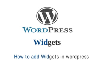 How to add Widget in sidebar | PPT