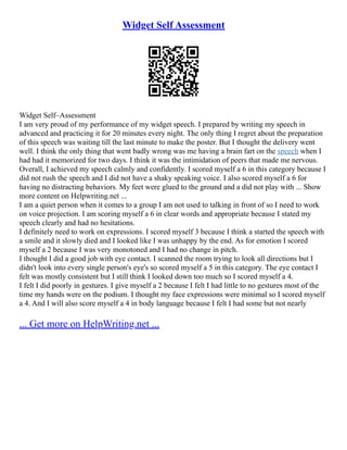 Widget Self Assessment | PDF