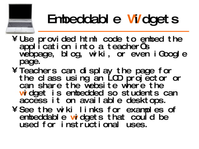 Widgets Intro Ppt