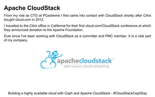 Wido den Hollander - building highly available cloud with Ceph and CloudStack | PPT