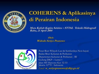 Tutorial COHERENS Coupled Hidrodynamic & Ecologycal Model & Its ...