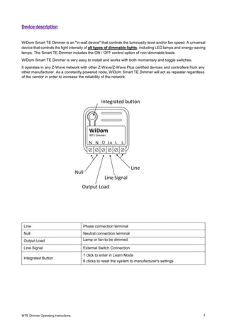 Widom smart dimmer | PDF