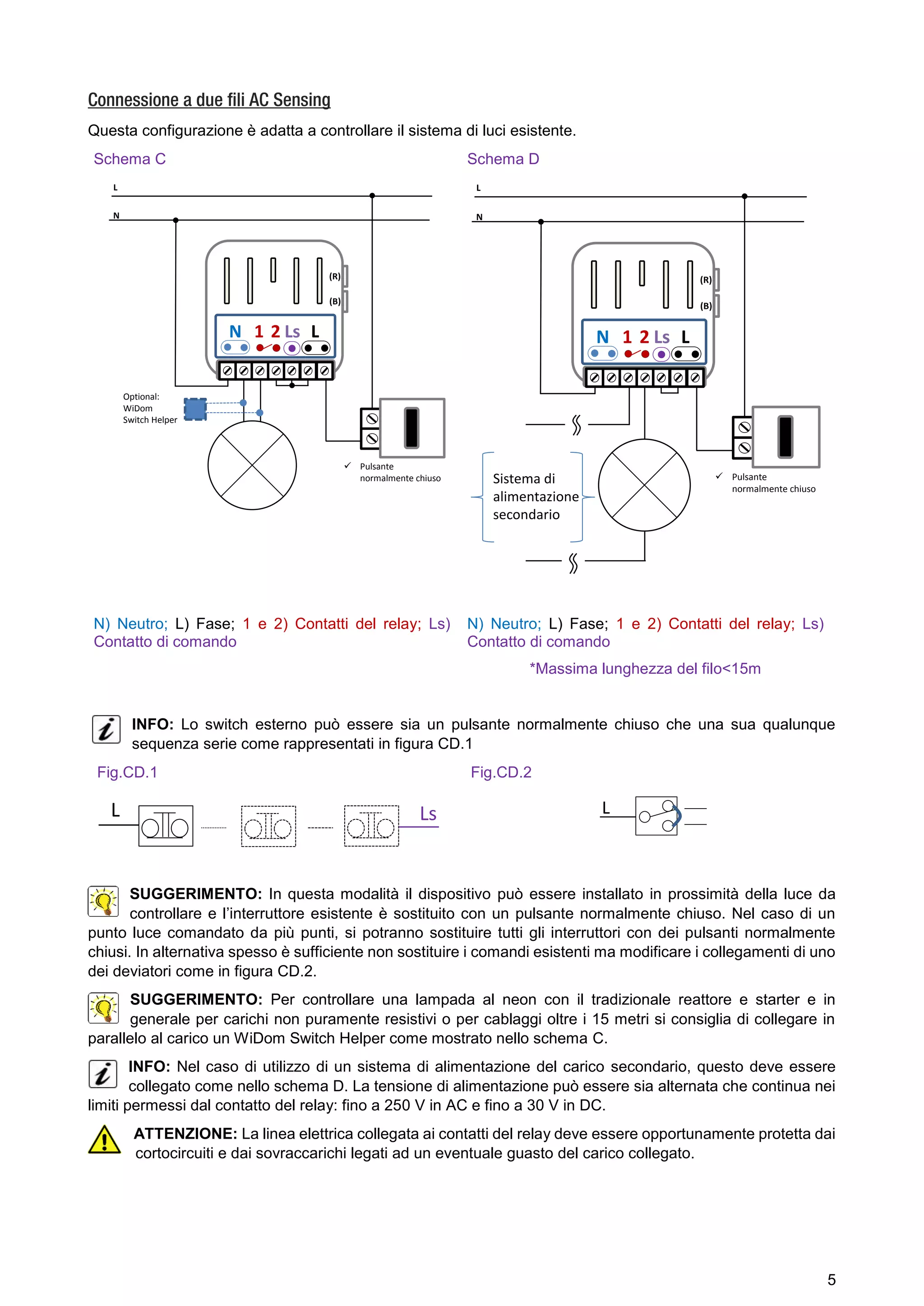 Widom Z-WAve On/off relay switch 2.5KW manual Italian | PDF
